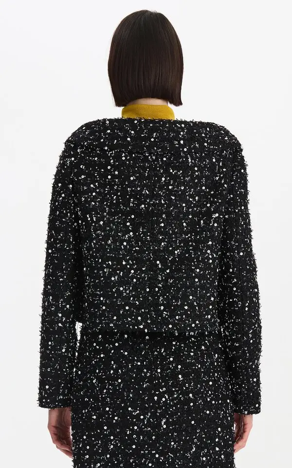 Oscar De La Renta Sequined Ribbon-tweed Jacket