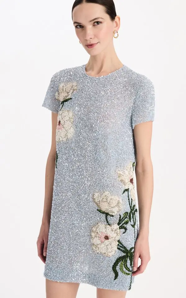 sachin and babi light blue dress Zara Short Embroidered Dress S (4-6)