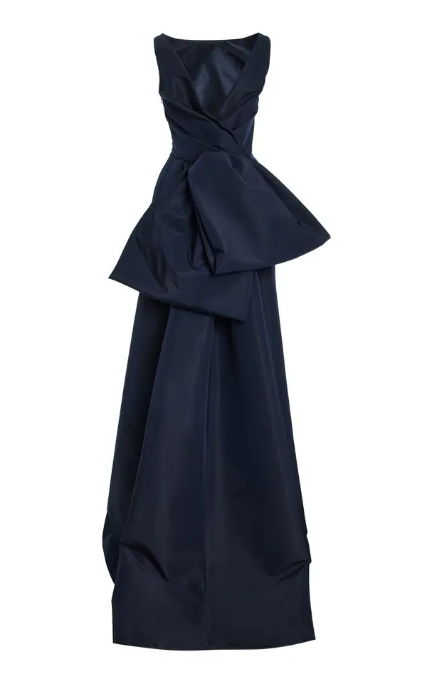 Oscar De La Renta Draped-back Silk-faille Gown