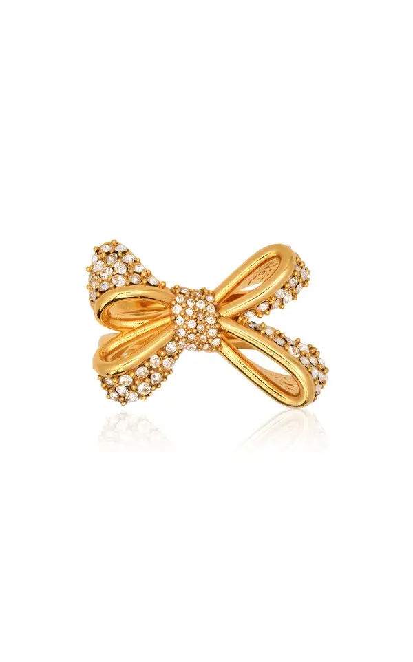 Oscar De La Renta Pave Bow Ring - Clear