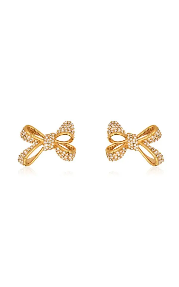 Oscar De La Renta Pave Bow Small Stud - Clear