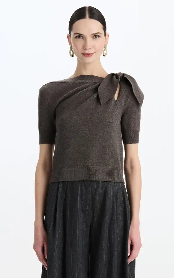 Oscar De La Renta Tie-neck Wool Top