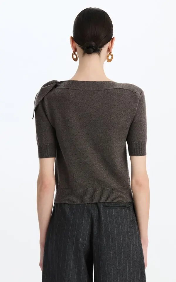 Oscar De La Renta Tie-neck Wool Top