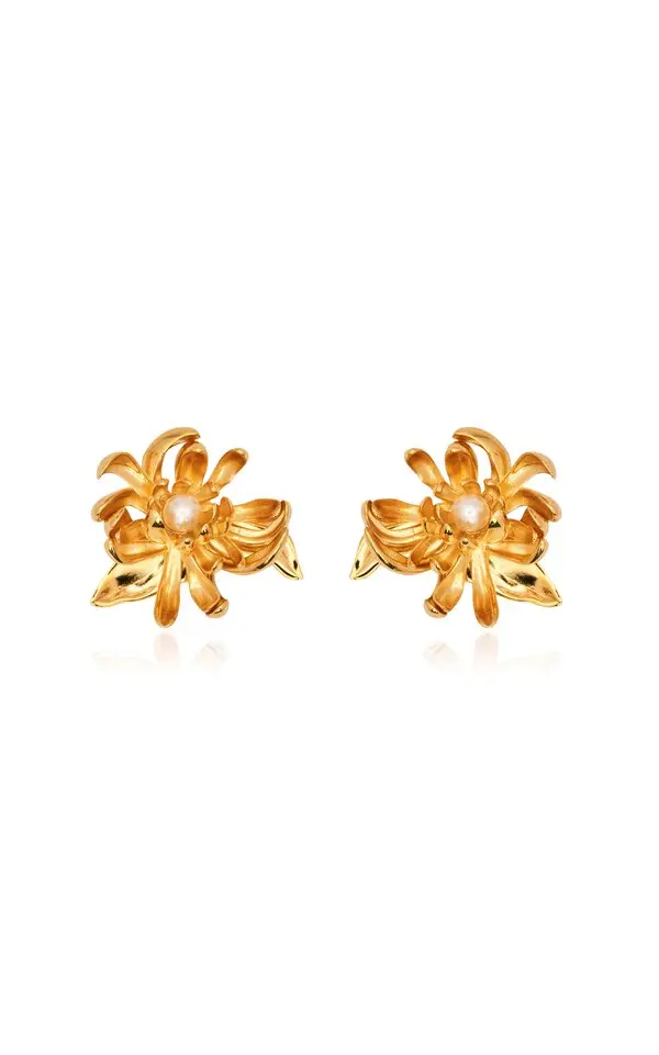 Oscar De La Renta Chrysanthemum Stud Earrings - Gold