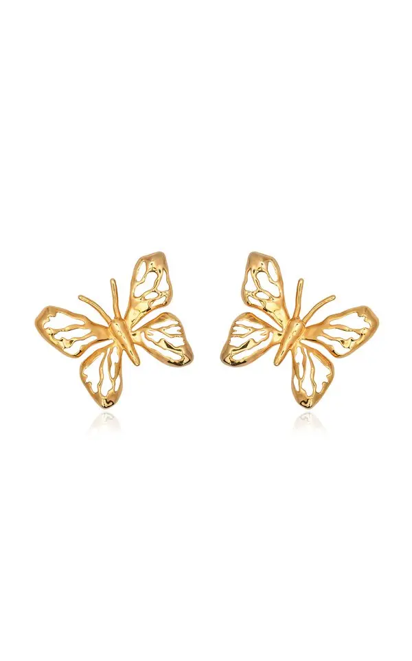 Oscar De La Renta Lace Butterfly Earrings - Gold
