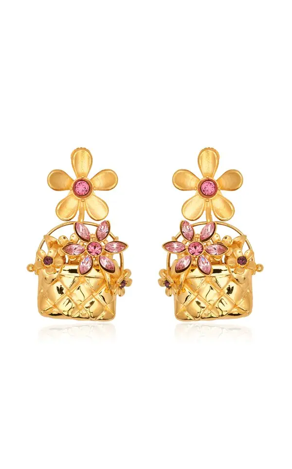 Oscar De La Renta Flower Basket Drop Earrings - Pink