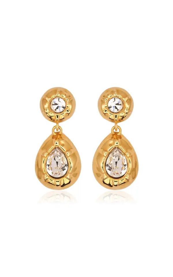 Oscar De La Renta Stone Scramble Small Drop Earrings - Clear