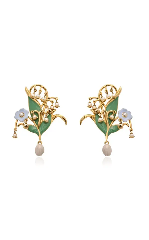 Oscar De La Renta Lily Of The Valley Dangle Earrings - Ivory