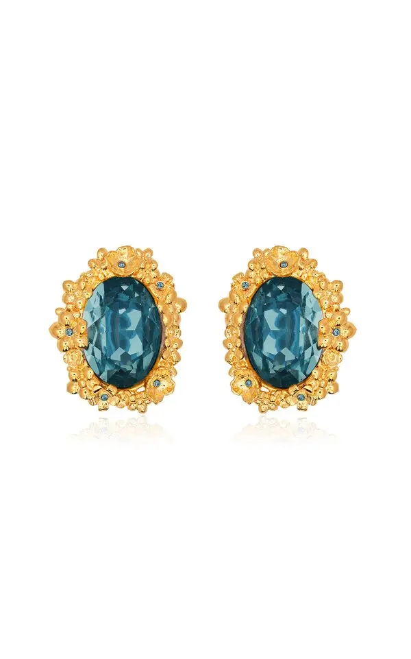 Oscar De La Renta Oval Medallion Stud Earrings - Blue