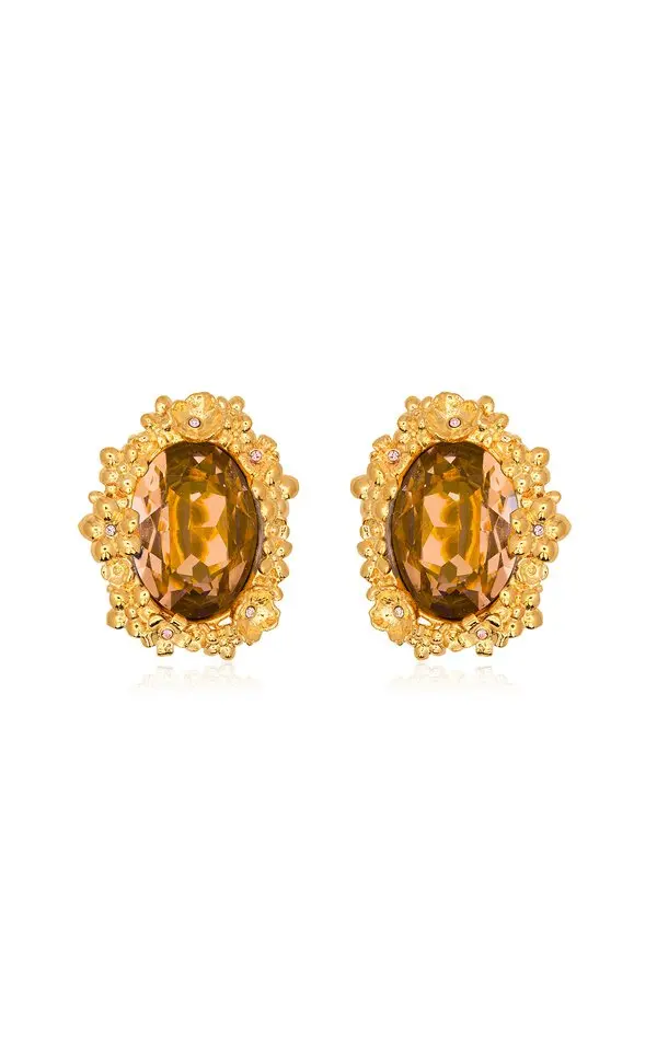 Oscar De La Renta Oval Medallion Stud Earrings - Green