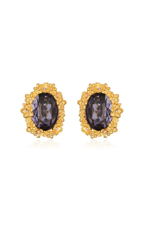 Oscar De La Renta Oval Medallion Stud Earrings - Purple