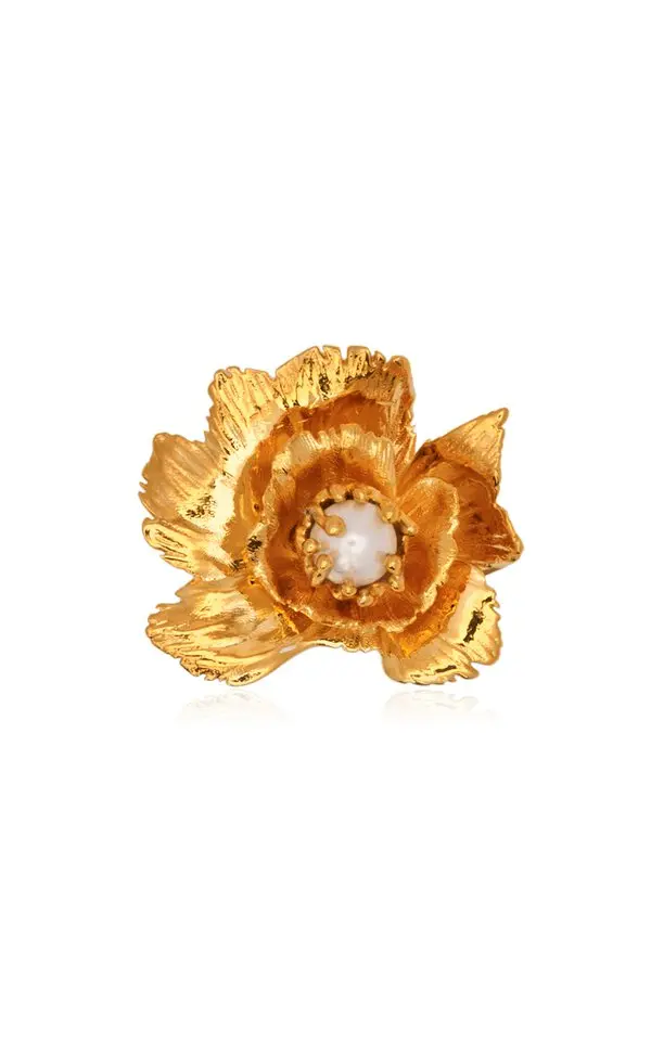 Oscar De La Renta Wild Poppy Pearl Ring - Gold