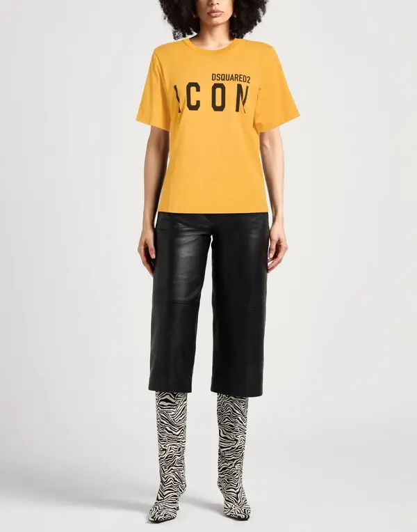 Dsquared2 Icon" Logo Print Cotton T-shirt - Yellow