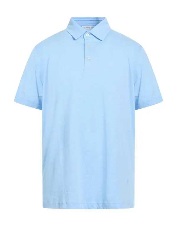 MANUEL RITZ Polo Shirt Size Cotton, Linen - Blue