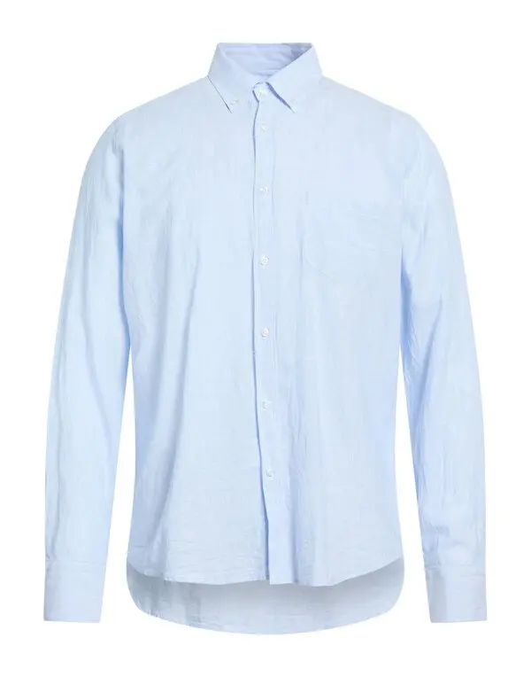 MANUEL RITZ Shirt Azure Size Linen, Cotton
