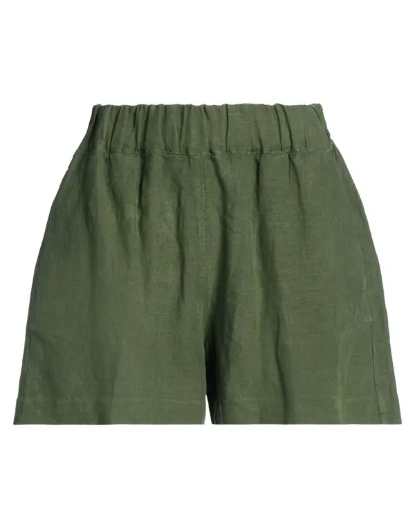 120% Lino Linen Relaxed Fit Shorts - Green