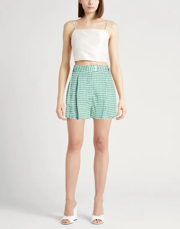 120% Lino High Waisted Gingham Linen Shorts