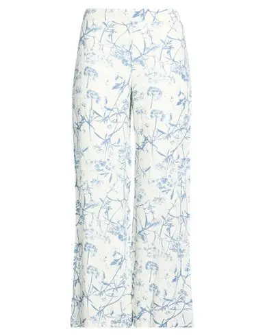 120% Lino Floral Print Linen Wide Leg Pants - Cream