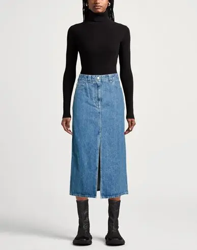 Sunnei Flared Denim Skirt With Front Slit