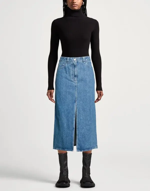 Sunnei Flared Denim Skirt With Front Slit