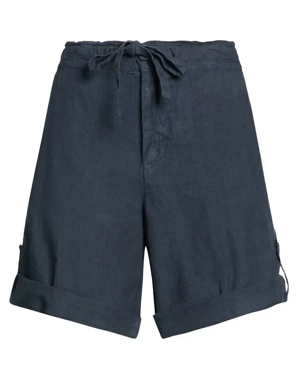 120% Lino Linen Solid Shorts - Navy
