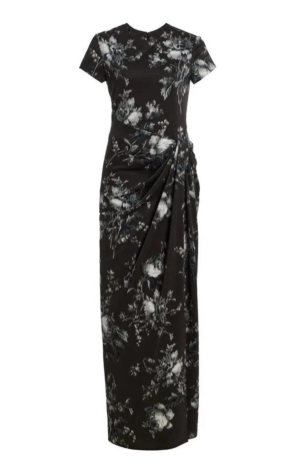 Oscar De La Renta Peony Milano-jersey Maxi Dress - Black/white