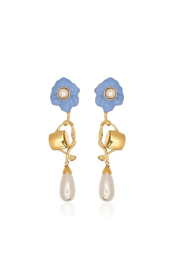 Oscar De La Renta Watering Can Drop Earrings - Blue