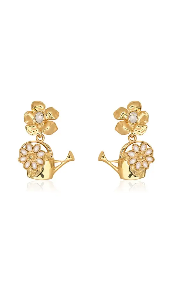 Oscar De La Renta Wildflower And Can Drop Earrings - White