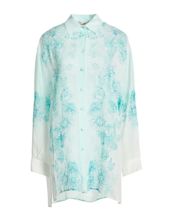 TWINSET Ramie Floral Print Shirt