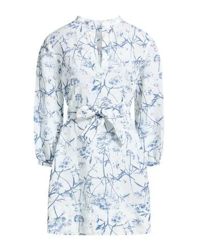120% Lino Mini Linen Floral-print Dress - Blue