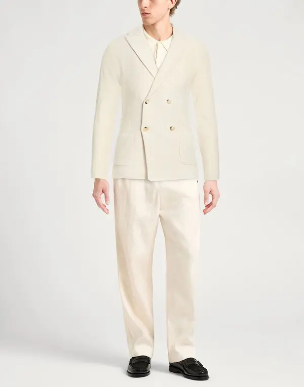 MANUEL RITZ Pointelle-knit Double-breasted Blazer - Beige