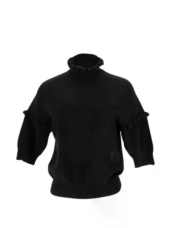 Chloé Ruffled Half-sleeve Sweater - Black