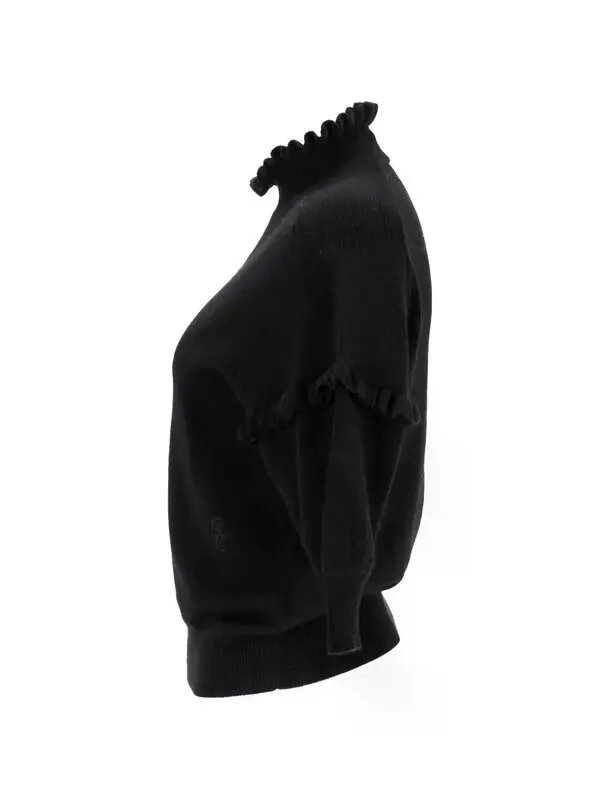 Chloé Ruffled Half-sleeve Sweater - Black