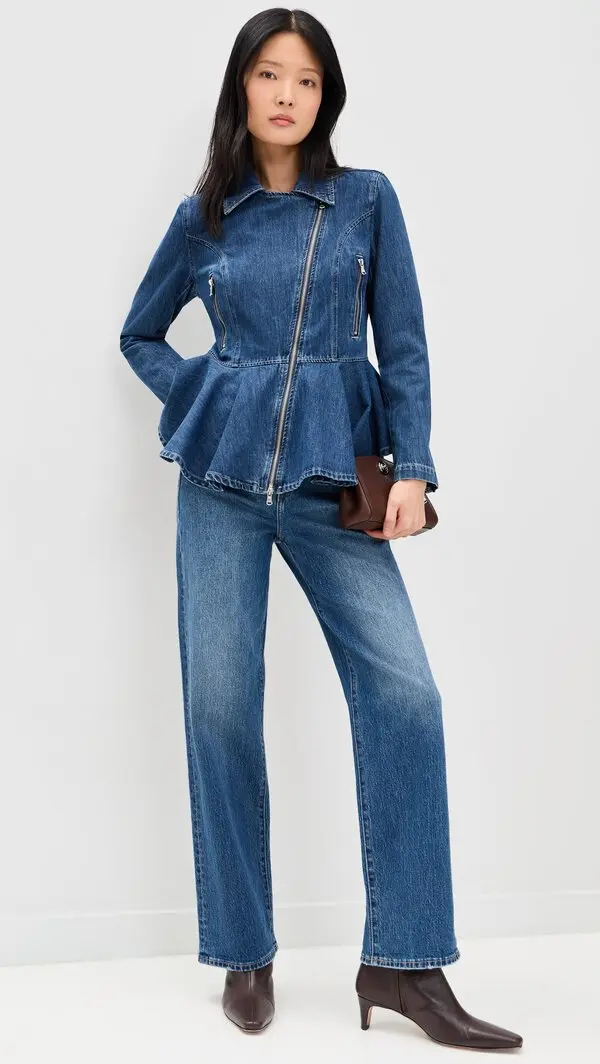 L'Agence Moxie Peplum Biker Jacket