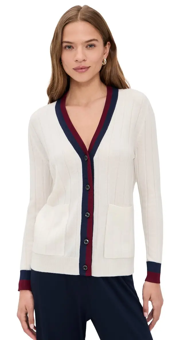 Kule The Sinclair Cashmere Cardigan - Cream/navy/port