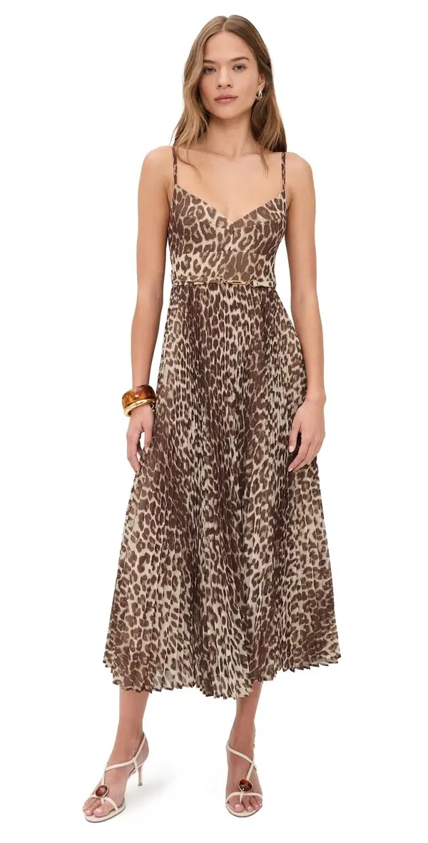 Zimmermann Sunray Pleated Picnic Dress - Leopard