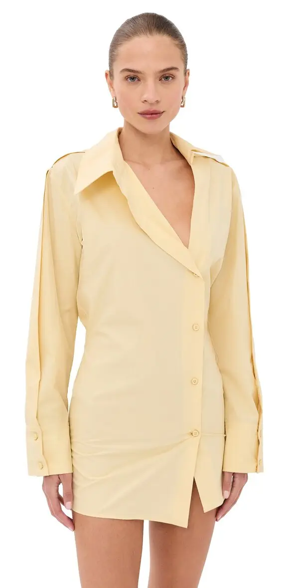 Attico Mini Shirt Dress - Pale Yellow