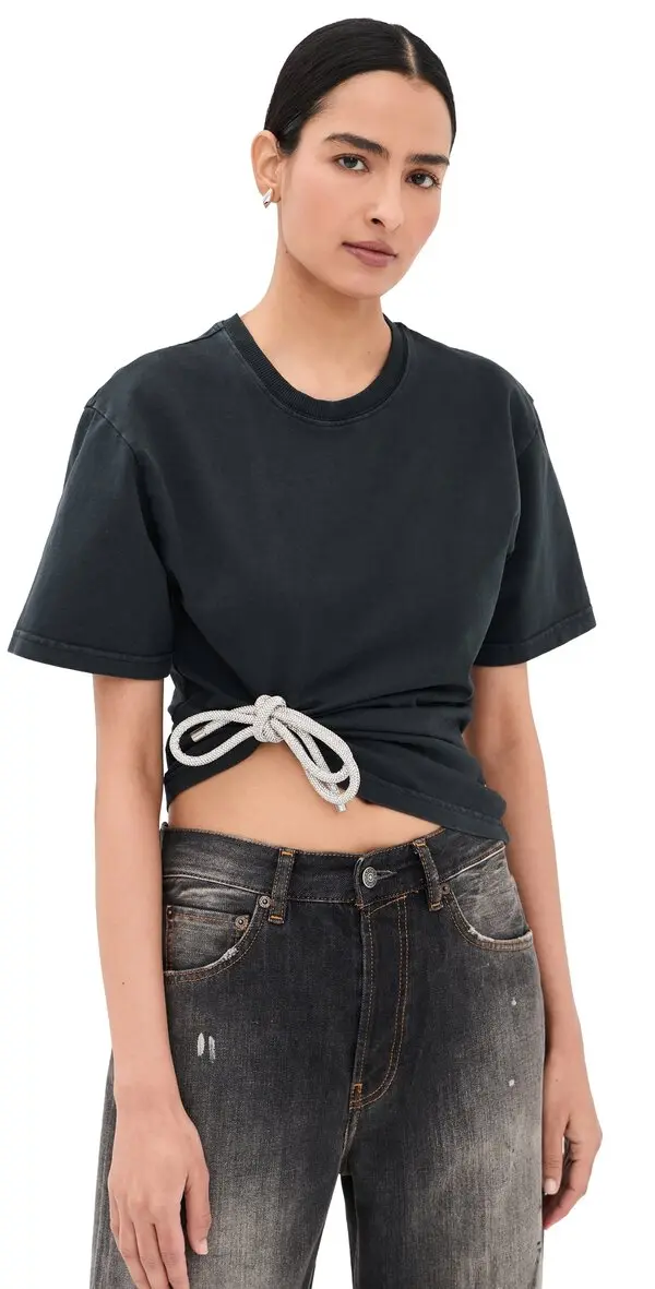 AREA Crystal Knot T-shirt - Washed Black