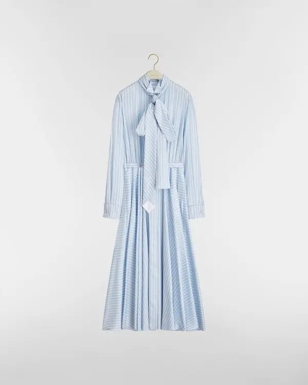 Dior Mid-length Belted Shirtdress - Blue And White D-stripes Silk