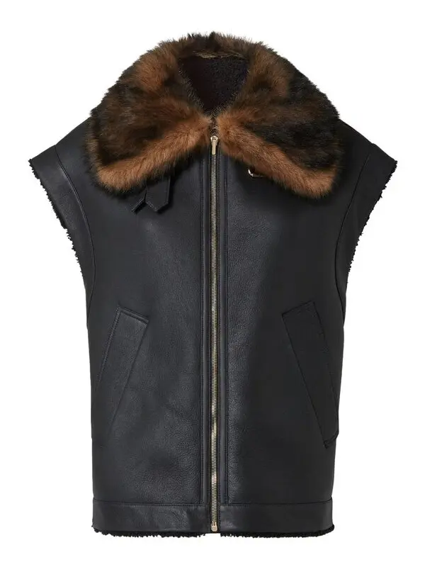Fendi Sheepskin Fur Vest - Black
