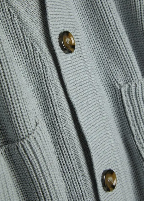 LARDINI V-neck Knit Cotton Cardigan - Light Blue