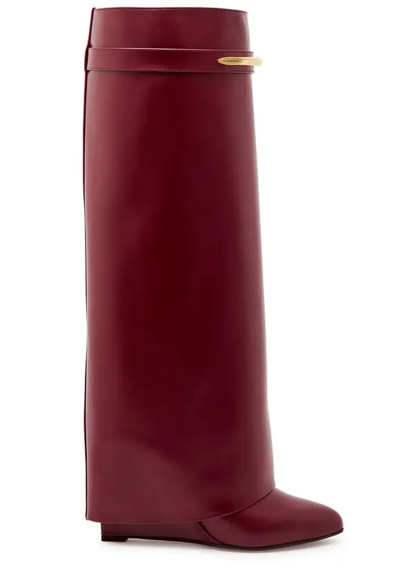 Givenchy Shark 95 Leather Knee-high Boots - Burgundy
