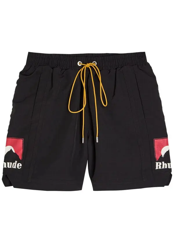 Rhude Moonlight Print Nylon Shorts - Black