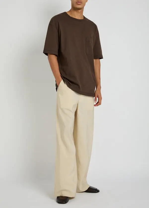 LEMAIRE Boxy Cotton And Linen-blend T-shirt - Brown