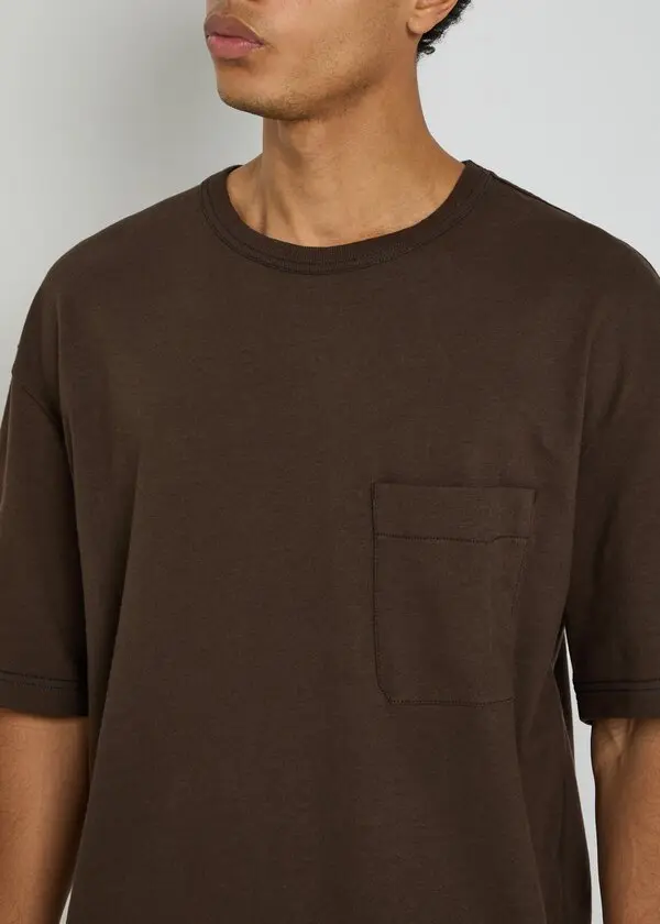 LEMAIRE Boxy Cotton And Linen-blend T-shirt - Brown