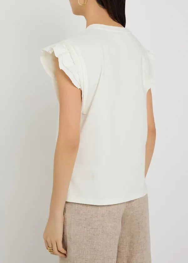 Emporio Armani Cotton T-shirt With Ruffled Sleeves