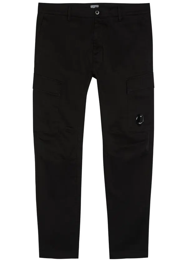 C.P. COMPANY Straight-leg Stretch-cotton Cargo Trousers - Black