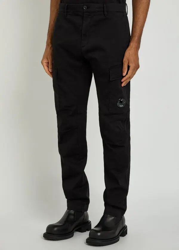 C.P. COMPANY Straight-leg Stretch-cotton Cargo Trousers - Black