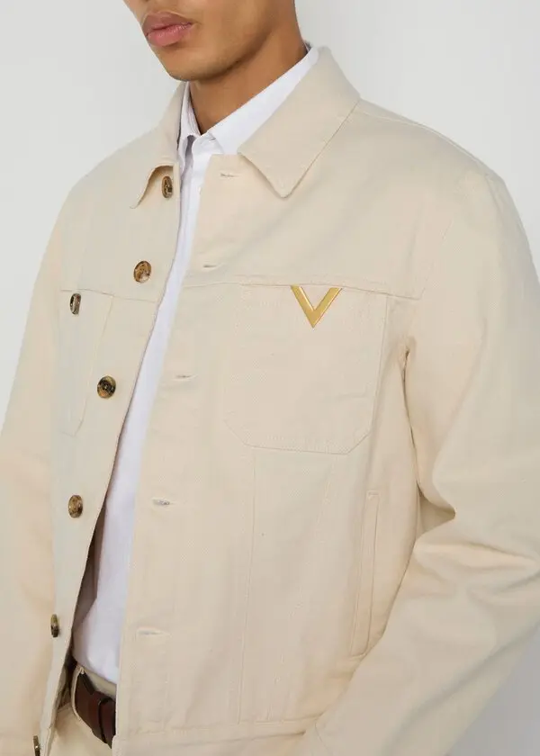 Valentino Garavani Logo Denim Jacket - White