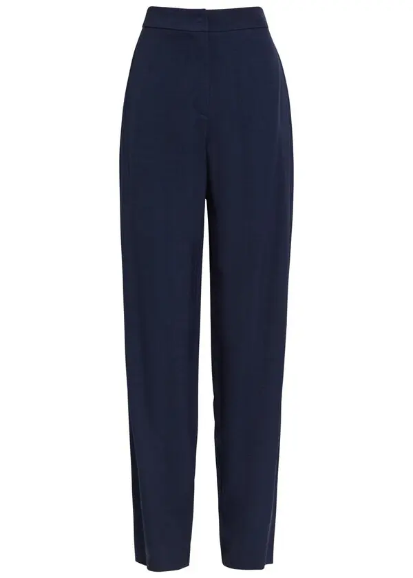 Emporio Armani Tapered-leg Crepe Trousers - Navy